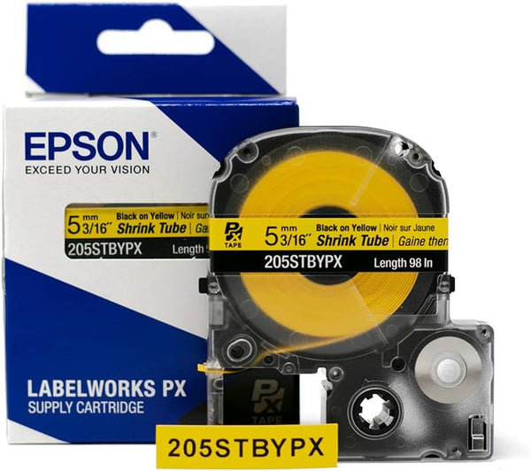 Epson 3/16" Black on Yellow Shrink Tube - 205STBYPX – Image Supply