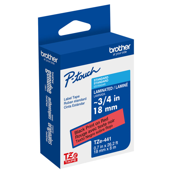 TZe441 Brother 3/4" Black on Red Tape - Genuine Brother TZ Tape – Image ...